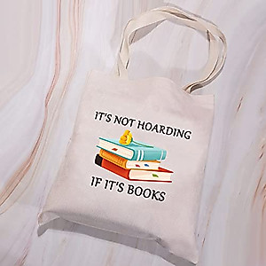 VAMSII Book Tote Bag Book Lovers Gifts it's not Hoarding if it's Books Shoulder Bag Librarian Gifts Bookworm Gift Bag (it's not hoarding if it's Books)