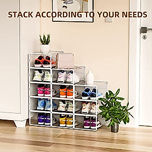 JONYJ 12 Pack Shoe Organizer, Clear Plastic Stackable Shoe Storage, Multifunctional Shoe Box, Universal Shoe Storage Boxes for Men and Women