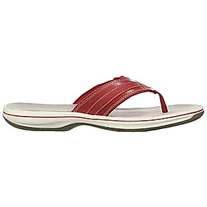Clarks Women's Breeze Sea Flip-Flop, New Red Synthetic, 5