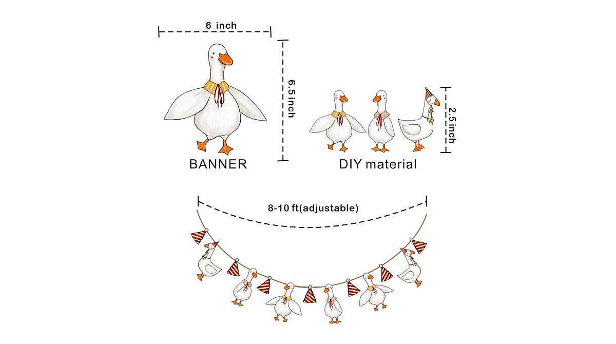 Goose Party Decorations - Fun Duck Banner Set of 25