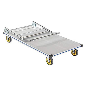 Vestil AFT-48-NM Aluminum Folding Platform Truck with Single Handle and 5" Non-Marking Polyurethane Casters, 600 lbs Capacity, 48" Length x 24" Width x 8-3/8" Height