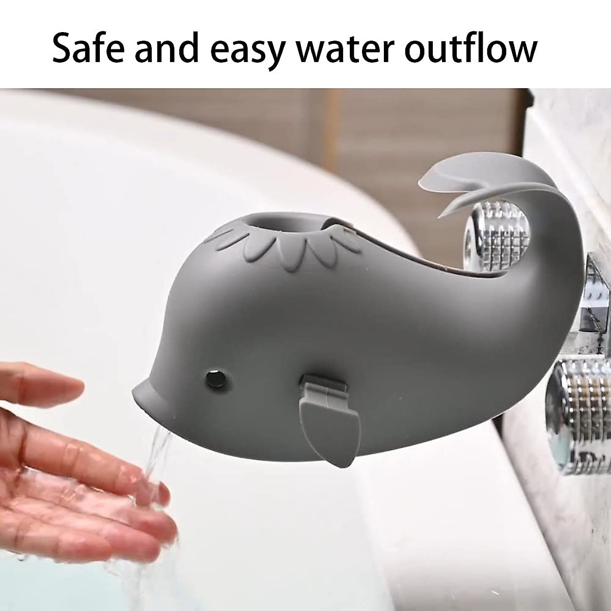 DYSONGO Faucet Cover Bathtub Baby Whale Spout Cover Soft and Safety for Kids Gray