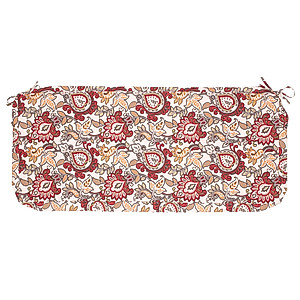 Magpie Fabrics Patio Bench Cushion Cover 45x18x3 Inch, NO Insert! Water Resistant Outdoor Loveseat Replacement Cover with Zipper (Botanical Red Orange)