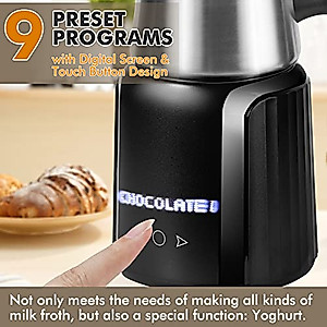 Milk Frother, Multi Function Intelligent Milk Frother 13.5OZ/400ML Digital Screen Smart Touch Control Milk Cafe Warmer Detachable Jug Dishwasher Safe, for Latte Cappuccino Hot Chocolate (L9)