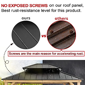 10' x 12' Hardtop Gazebo Solid Cedar Wood Gazebo with Galvanized Steel Double Roof, Outdoor Permanent Gazebo with Curtains and Netting for Patio Backyard Deck Lawn