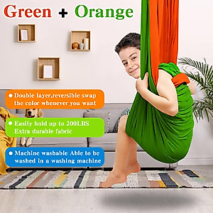 Indoor Therapy Sensory Swing for Kids,Double Layers Adjustable Snuggle Cuddle Hammock Lycra Therapy Swing Has Calming,Outdoor Swing Hammock for Child & Adult with Autism, ADHD,Aspergers,Special Needs