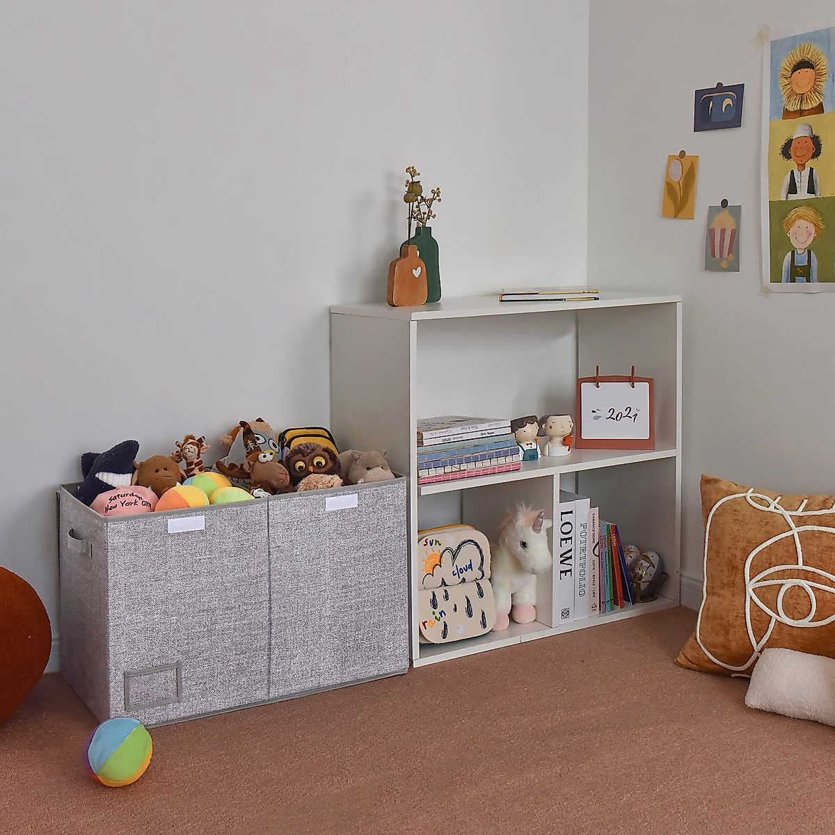 GRANNY SAYS Toy Chest with Lids, Foldable Toy Storage Organizer with Handles, Stuffed Animal Storage for Nursery Room Playroom, Living Room, Large Toy Box for Boys and Girls, Gray