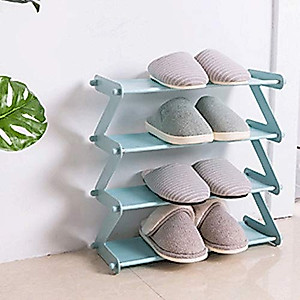 TAZSJG Creative Shoe Rack 4 Layers Stainless Steel Non-Woven Assembly Storage Rack Folding Simple Bookshelf Home Dormitory Organization