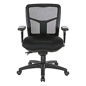 Office Star ProGrid Breathable Mesh Manager's Office Chair with Adjustable Seat Height, Multi-Function Tilt Control and Seat Slider, Mid Back, Coal FreeFlex Fabric