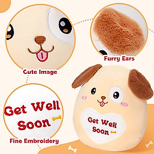 WEWILL 12’’ Get Well Soon Puppy Soft Plush Pillow Cute Get Well Dog Stuffed Animal Toy Gifts for Toddler Kids Boys Girls