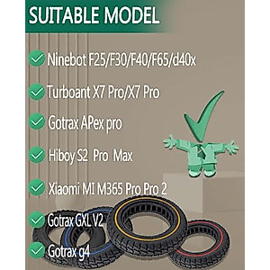 GLDYTIMES 10X2.125 Solid Tire: 50/75-6.1 Tires Replacement for Gotrax G4 GXL V2 Ninebot D40x F25 F30 F35 F40 F45 F60 Electric Scooter, 10x2/54-152, 10 Inch Off Road Front Rear Tubeless Wheel