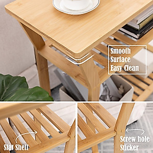 Nnewvante Bamboo Console Table Behind Couch, Entryway Table with Shelves, 3 Tier Narrow Sofa Table for Hallway, Living Room, Foyer 38.6"x11.8"