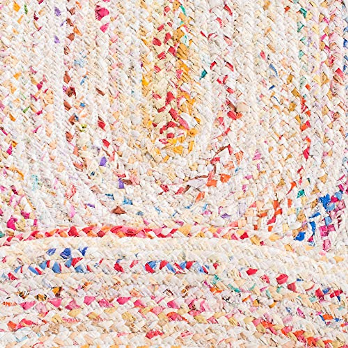 SAFAVIEH Braided Collection 3' x 5' Oval Ivory/Multi BRD210B Handmade Boho Reversible Cotton Area Rug