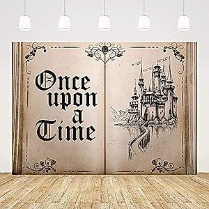 ABLIN 8x6ft Fairy Tale Books Backdrop Old Opening Book Once Upon a Time Ancient Castle Princess Romantic Story Photo Background Wedding Birthday Party Decorations Banner Props