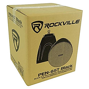 Rockville (6) PEN-65T Black 6.5" 70V Hanging Pendant Speaker Commercial/Restaurant