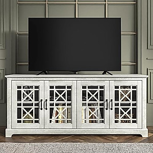 Galano Isadora 75 Inch TV Stand – Smartly Designed Entertainment Center with Spacious Storage - Perfect for Living Rooms - Wide Media Console in Dusty Grey Oak
