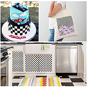 4 Pcs Checkerboard Stencils with 4 Pcs Harlequin Stencils, 8 Pcs Checks & Diamonds Stencils, Repeating Shape Stencils Reusable Mylar Plastic Templates for Painting on Wood Pillows Wall Door A4 Size