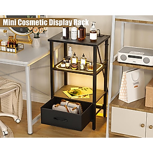 LED Nightstand with Charging Station, 2024 Updated Night Stand with Touch Switch Unlimited Dimming Double-Layer Control, Small Night Light Side Tables, Bedroom End Table, Bed Side Table(Black)