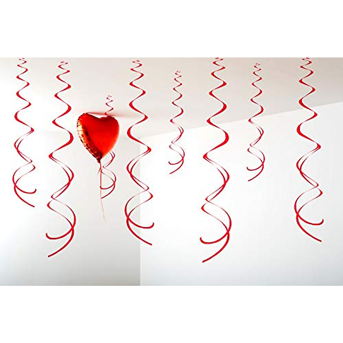 Red Party Swirl Decorations Foil Swirl Hanging Decoration 30Pc Plastic Streamer for Ceiling 22"