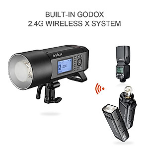 Godox AD400 Pro All-in-One Outdoor Flash, 400W 2.4G Wireless X System TTL Strobe Light, 1/8000 HSS Flash Monolight,390 Full Power Pops, 0.01-1s Recycle Time, 30w LED Modeling Lamp
