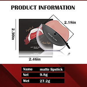 DAGEDA 3 Colors Matte Lipstick Set, Matte Velvet Lipstick Lip Shape Lazy Lipstick, Long Lasting High Pigmented Non-stick Cup Lip Gloss, Waterproof Easy to Color Lipstick Lazy Lip Makeup（Color C