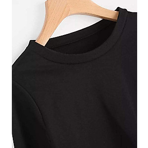 EAST KNITTING Sorry I'm Not Listening Print Girls Crop Tops Teens Crewneck Long Sleeve T-Shirts(Black,150)