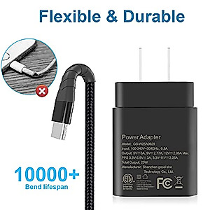 Super Fast Charger Type C, 25W USB C Wall Charger Block with -10FT- Nylon Braided Type C Cable for Samsung Galaxy S22 Ultra/S22/Z Fold 4/Z Flip 4/S22+/S21/S20 Ultra/S10+/S9/Note 20 Ultra/Note10/A53