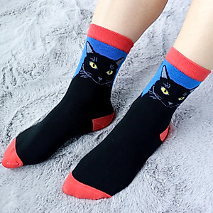 Belloxis Black Cat Socks for Women - Cat Lovers Gifts, Cozy Boot Socks, Cute Slouch Socks for Girls, Comfy Birthday Gifts for Teenage Girls