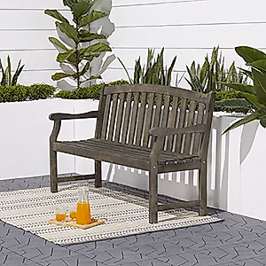 Vifah Renaissance Outdoor Patio 5-Foot Hand-Scraped Wood Garden Bench