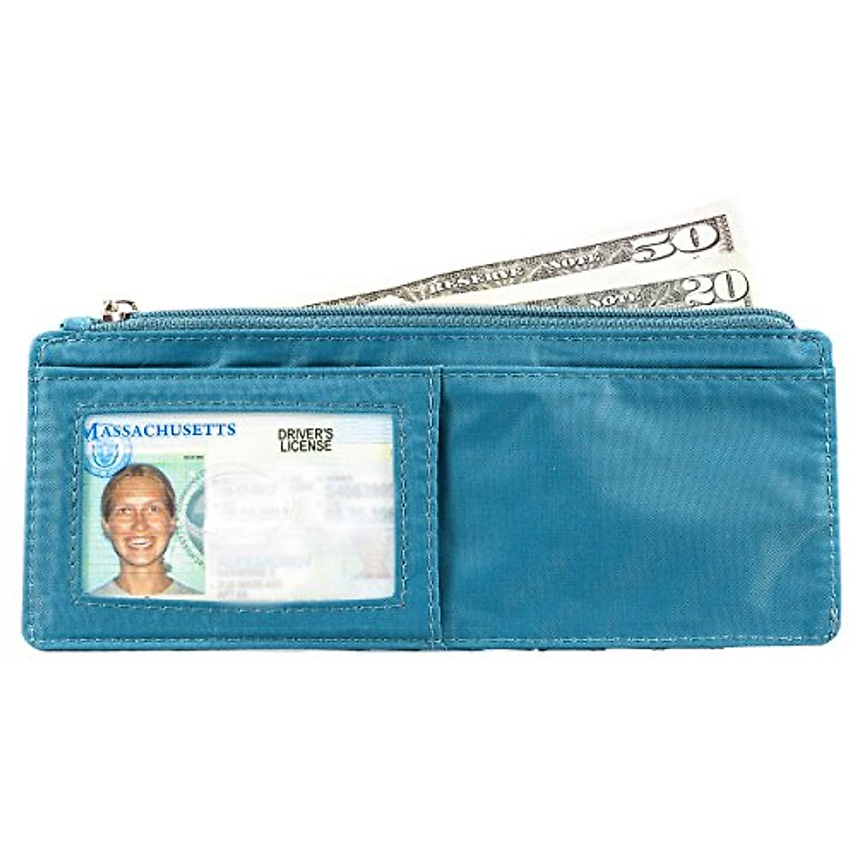 Big Skinny Women's Jaguar Credit Card Slim Wallet, Holds Up to 25 Cards, Ocean Blue , 3.5" X 7.6"