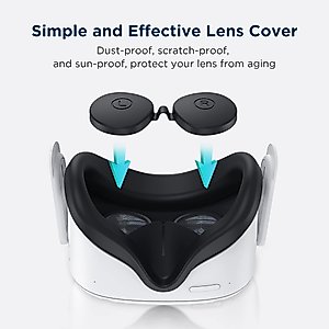 KIWI design Upgraded Face Cushion Cover Pad Compatible with Quest 2 Accessories, with Lens Protector, Full-Wrapped Non-Slip Silicone Face Cover Replacement, Prevent Sensor-Blocking Design