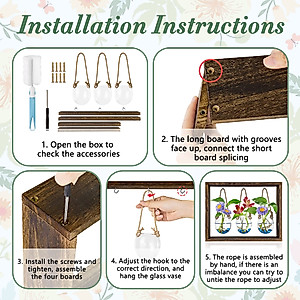 Grovind Plant Propagation Stations, Desktop Air Plant Terrarium with Wooden Stand Propagation Station, Propagator Glass Planters for Hydroponics Plants Home Office Gift for Woman
