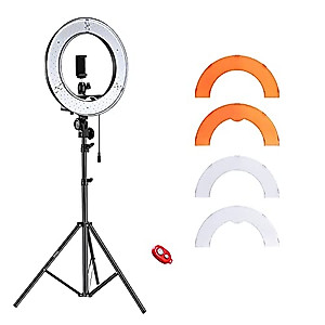 Neewer RL-12 LED Ring Light 14" outer/12" on Center with Light Stand, Color Filter, Phone Holder for Makeup, YouTube, TikTok, Camera/Phone Video Shooting