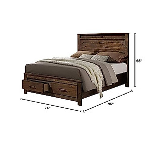 Benjara Benzara Wooden California King Bed with Storage Drawers, Brown,