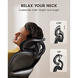 ErGear Office Chairs, Ergonomic Office Chair, Mesh Desk Chair with Adaptive Lumbar Support, High Back Computer Chair with Adjustable backrest Height and Headrest, Swivel Mesh Chair for Home Office