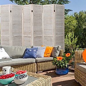 ECOMEX 6 Panel Room Divider 5.6Ft Wood Room Dividers and Folding Privacy Screens Partition Wall Dividers Room Separator for Bedroom Office Restaurant, White