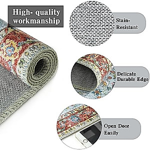 RUGSREAL Washable Rugs 8x10 Living Room Rug Large Rug Boho Carpet Oriental Distressed Rugs Bohemian Carpet Non-Slip Area Rugs for Dining Room Farmhouse Bedroom Office Home Decor