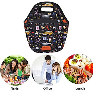 LOOJIM Friends TV Show Merchandise Neoprene Lunch Bag Friends TV Show Gifts Reusable Tote lunch Box Friends Picnic Insulated Lunch Bags