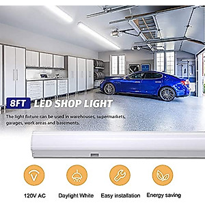 TychoLite 110W LED Shop Lights 8FT Linear Strip Light, 12000LM, 5000K LED Light Fixtures for Garage Warehouse Supermarket, 8 Foot LED Commercial Ceiling Lighting, Fluorescent Replacement, 2 Pack