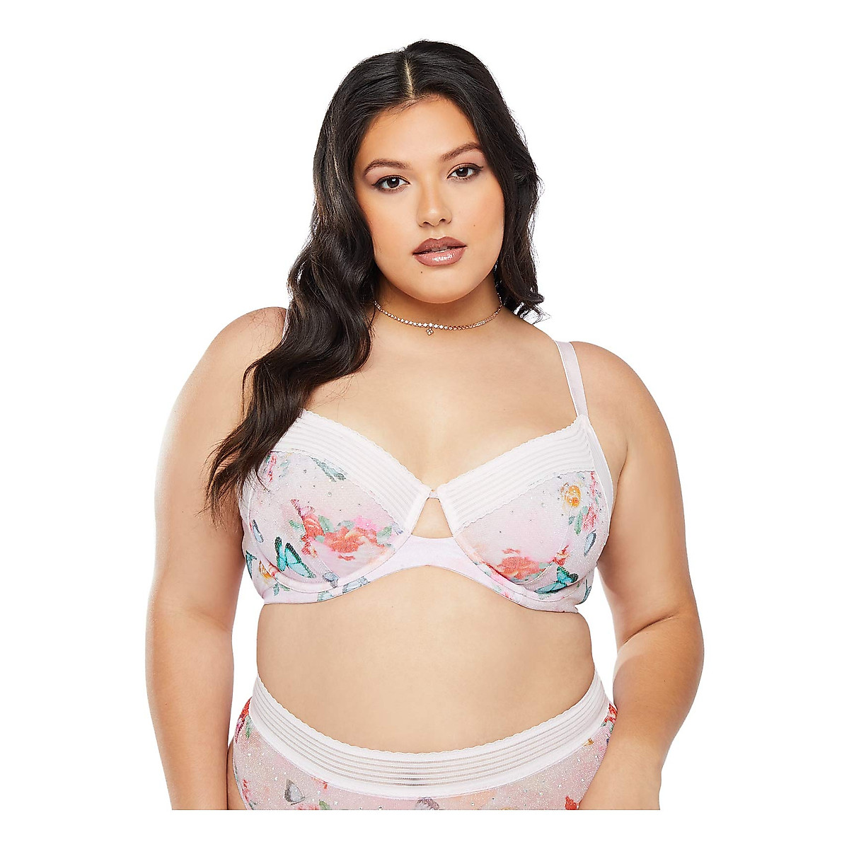 Savage X Fenty, Women's, Curvy Garden Of Eden Unlined Bra, Floral Butterfly Print, 42D