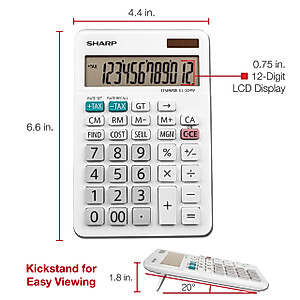 Sharp El334w El-334W Large Desktop Calculator, 12-Digit LCD