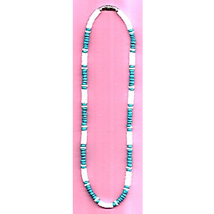 18" CLAM SHELL NECKLACE- FOR TEEN AGES COLOR TURQUOISE.& WHITE