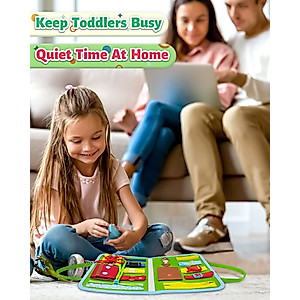 Exorany Busy Board, Montessori Toys Gifts for 1 2 3 4 Year Old Girls and Boys, Sensory Toys for Toddlers 1-3, Preschool Educational Toys Travel Activities, Learning Alphabet Animal Fine Motor Skills