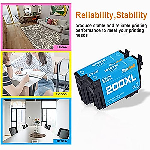 Run Star 2 Pack 200XL Cyan Remanufactured Ink Cartridge Replacement for Epson 200XL for Epson Expression Home XP-200 XP-300 XP-310 XP-400 XP-410 Workforce WF-2520 WF-2530 WF-2540 Printer (2 Cyan)