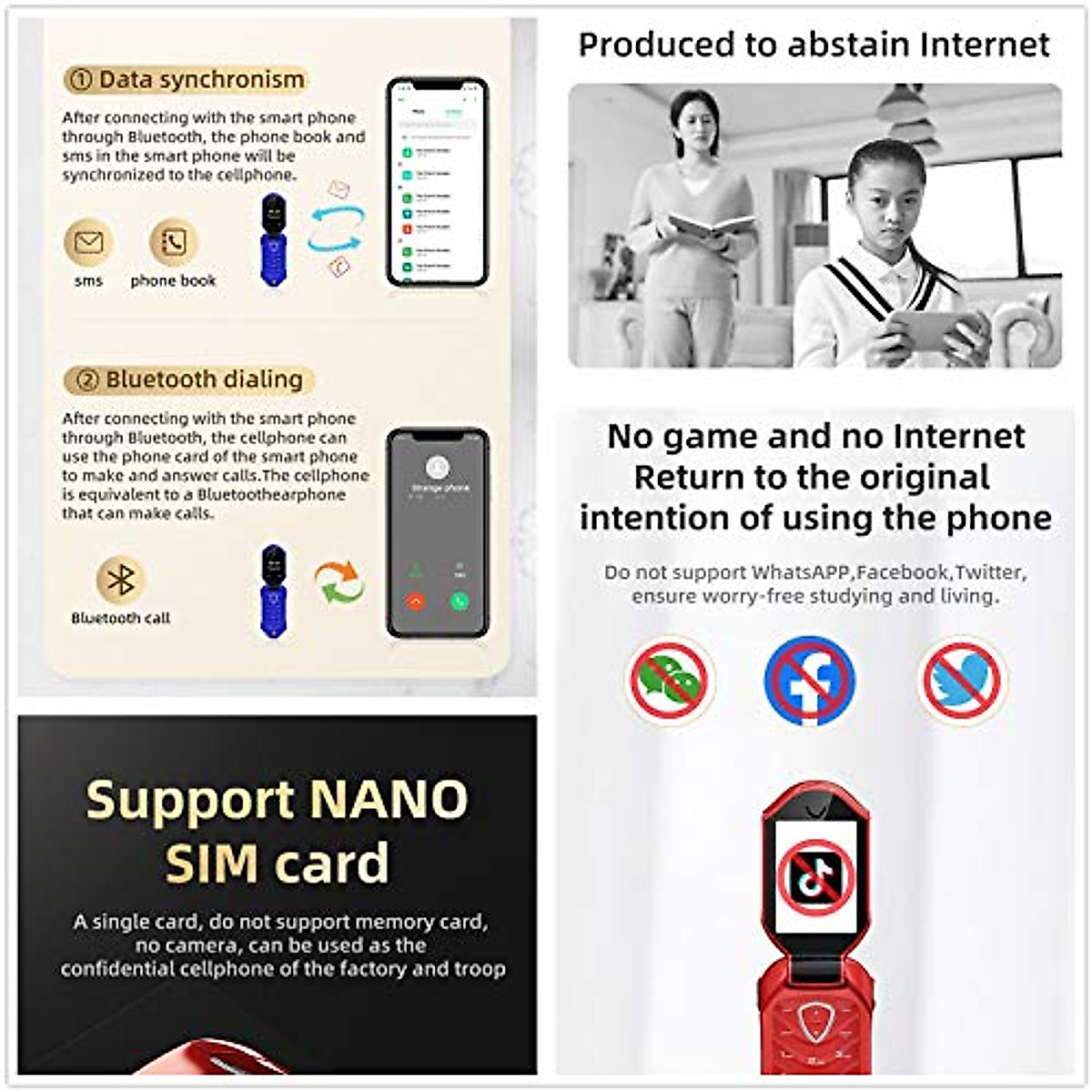 Tuanzi F18 Smallest Flip Cellphone GSM Unlocked 2G Mini Phone MTK6261 Bluetooth Mini Backup Pocket Portable Car Model Mobile Phone Gift for Kids (Gold)