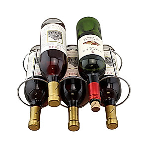 Stackable Table Top Wine Rack Bottle Holder (Silver)