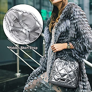 BBCREAT Medium Puffer Crossbody Bag for Women, Handbag Bucket Bag Purse with Drawstring Lightweight Fashion Soft Bag Trendy