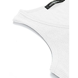 MEROKEETY Women's 2024 Casual Tank Tops Summer Solid Color Ribbed Sleeveless Basic Shirts, White, M