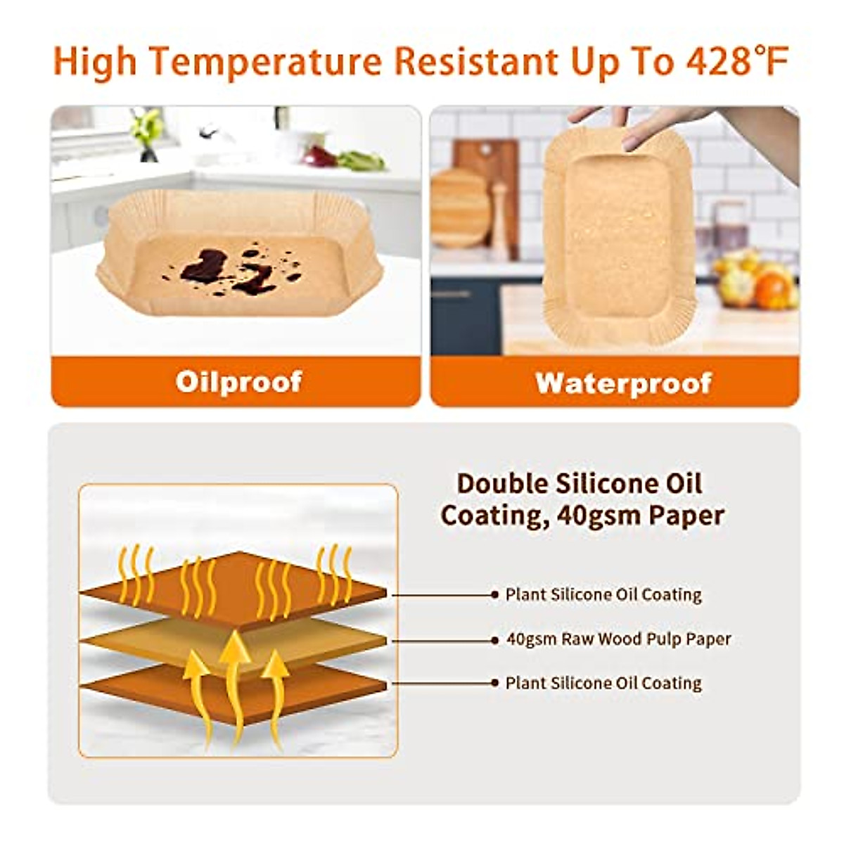 Air Fryer Liners Disposable Rectangular Parchment Paper Liner for Ninja Dual Basket Air Fryer and Other 2-basket Air Fryer, Oilproof Waterproof Non-Stick 8.7”x5.5” Baking Papers 100pcs