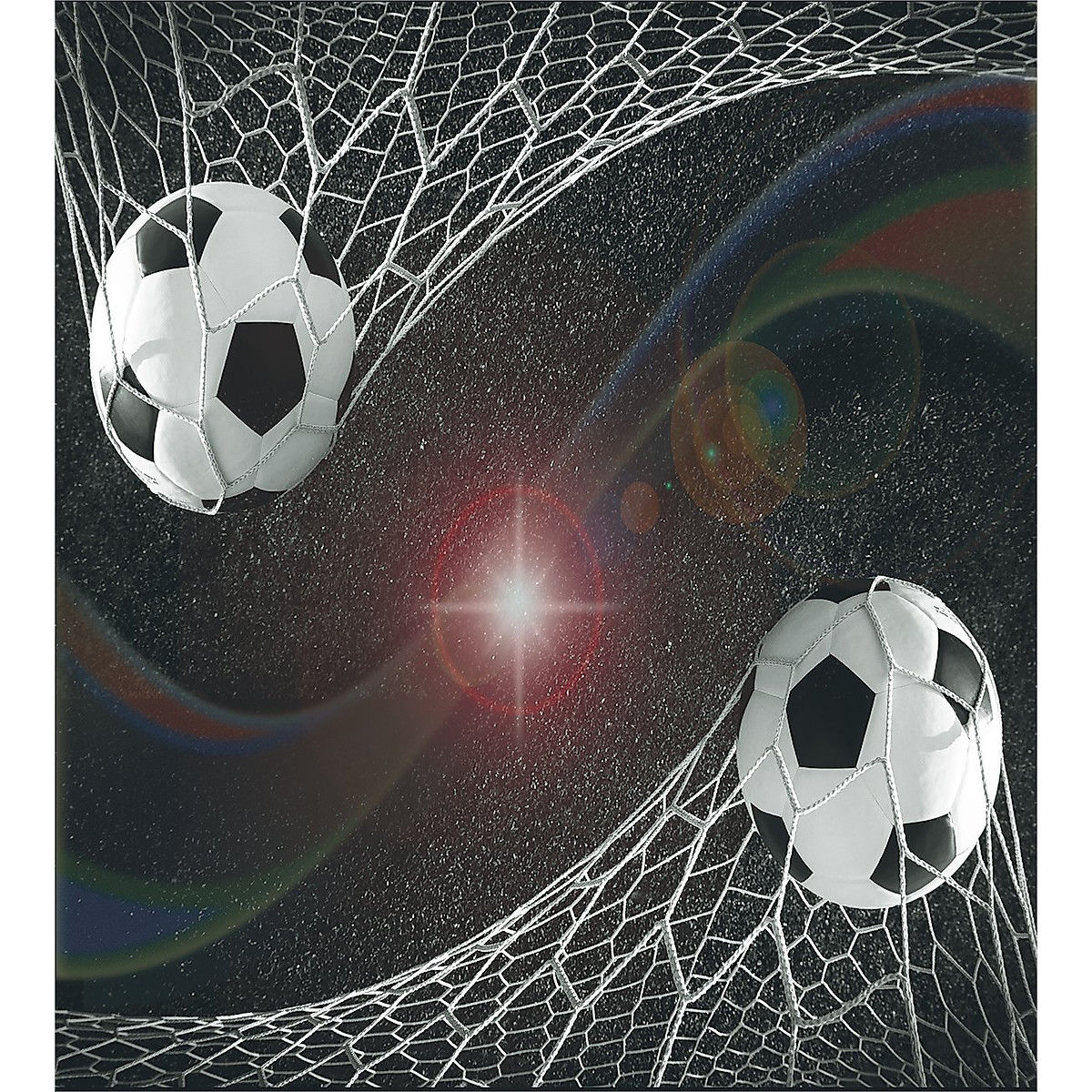 Ambesonne Teen Room Duvet Cover Set, Soccer Balls Goal Match Success Concept in The Outer Space Winner Glory Theme, Decorative 3 Piece Bedding Set with 2 Pillow Shams, Queen Size, Black Magenta